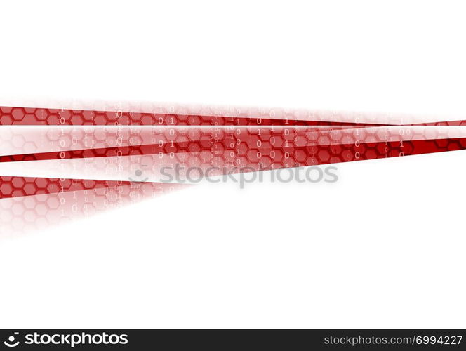 Abstract red binary code and hexagon texture tech background. Abstract red binary code tech ...