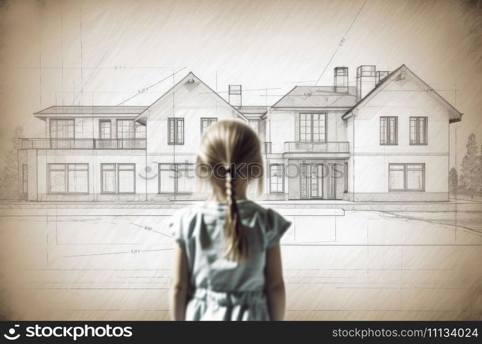 Architect house plan girl. Idea print renovation. Generate AI ... Architect house plan girl. Idea print renovation. Generate AI ...