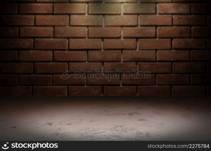 brick wall dark night street dim light from top for texture background ...