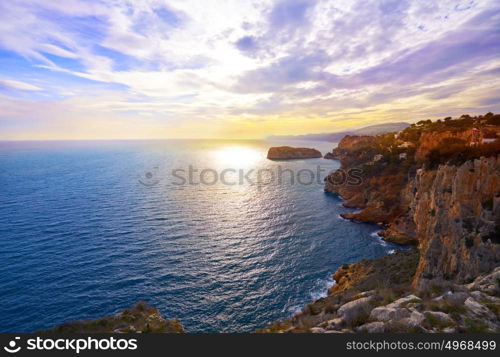 Cap de la Nau Nao cape sunset in Xabia Javea Mediterranean sea of ...