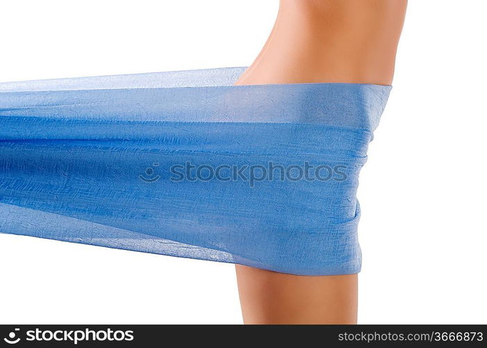 close up on a naked woman body behind a transparent colored material ...