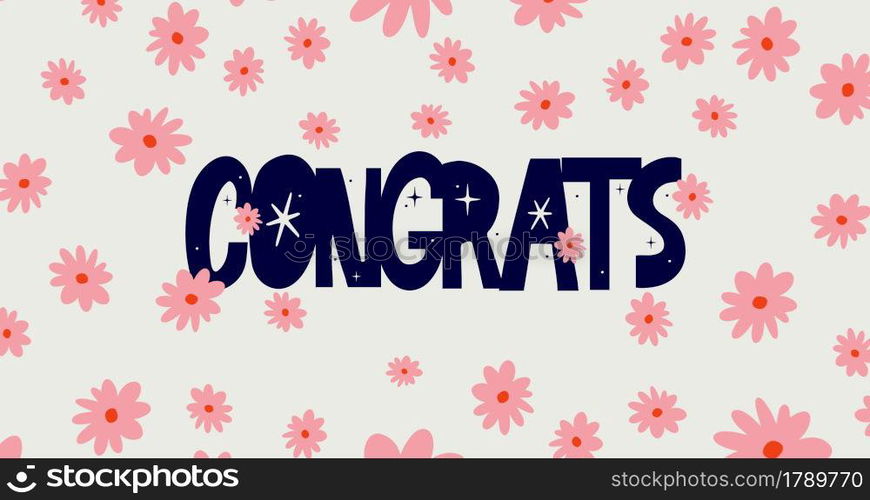Congratulations banner with flowers illustration.. Congrats Animated ...