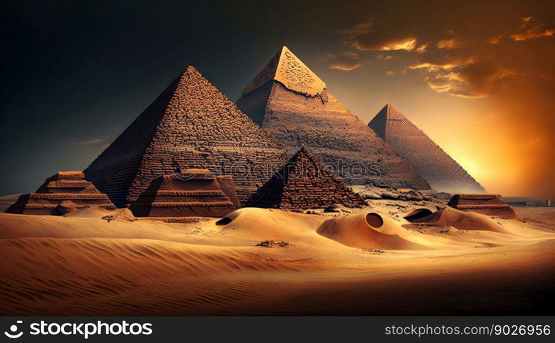 Egyptian pyramids of pharaoh. Generative AI. High quality illustration ...