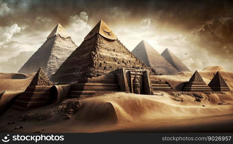 Egyptian pyramids of pharaoh. Generative AI. High quality illustration ...