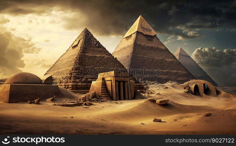 Egyptian pyramids of pharaoh. Generative AI. High quality illustration ...