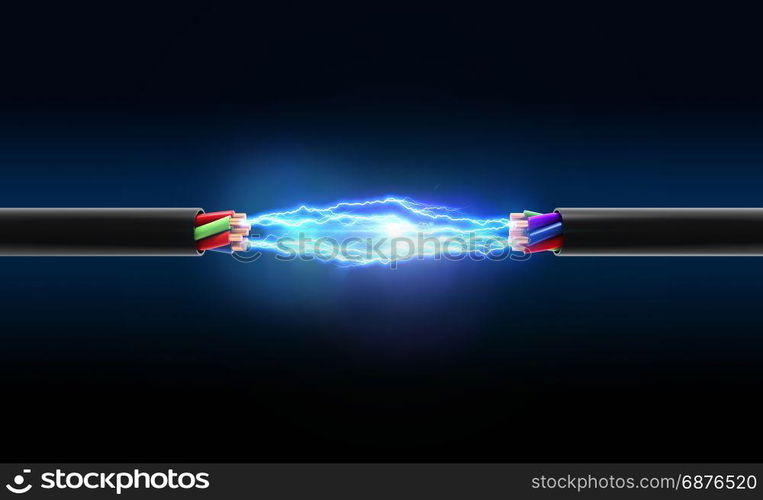 Electrical spark between two wires. Electrical spark between two wires ...