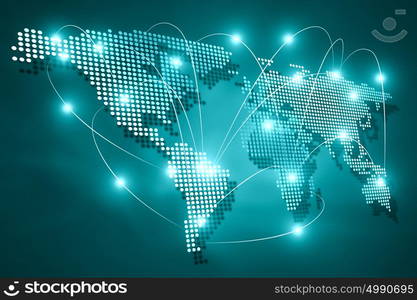 Global interaction. Background digital image of world map with ...