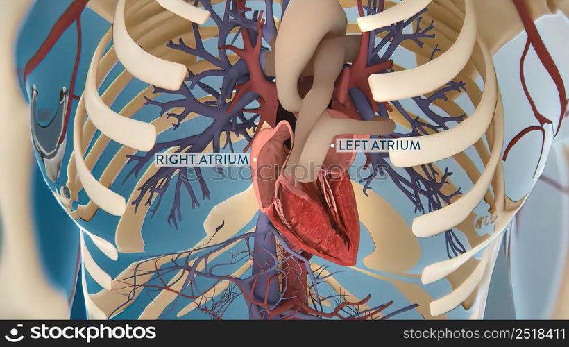 Human heart, realistic anatomy 3d model of human heart on the monitor ...
