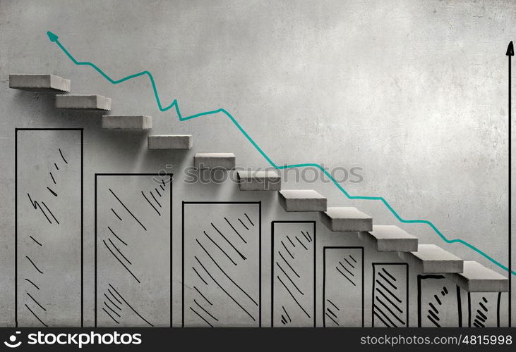 Ladder of growth. Background image with staircase presenting progress ...