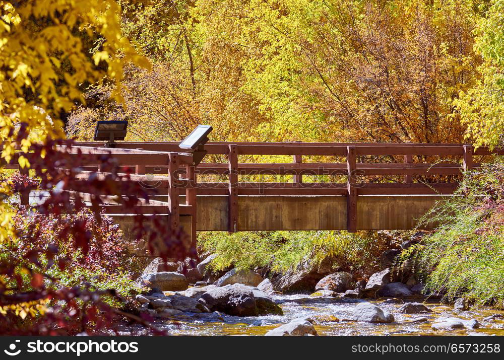 Landscape with autumn trees and river. Rocky Mountains, Colorado, USA ...