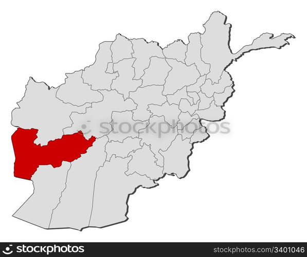 Map of Afghanistan, Farah highlighted. Political map of Afghanistan ...