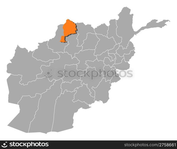 Map of Afghanistan, Jowzjan highlighted. Political map of Afghanistan ...