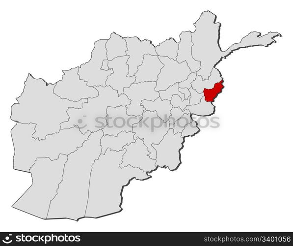 Map of Afghanistan, Kunar highlighted. Political map of Afghanistan ...