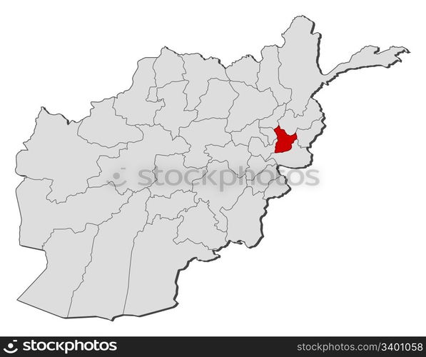 Map of Afghanistan, Laghman highlighted. Political map of Afghanistan ...