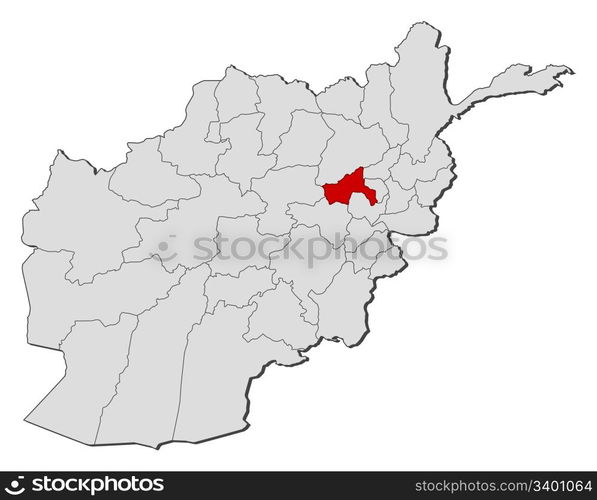 Map of Afghanistan, Parwan highlighted. Political map of Afghanistan ...