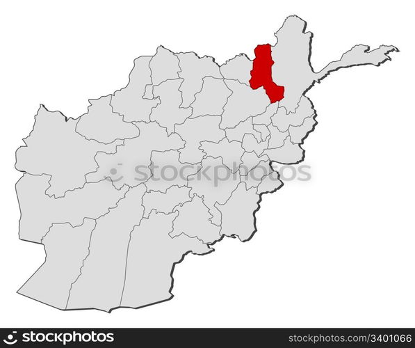 Map of Afghanistan, Takhar highlighted. Political map of Afghanistan ...