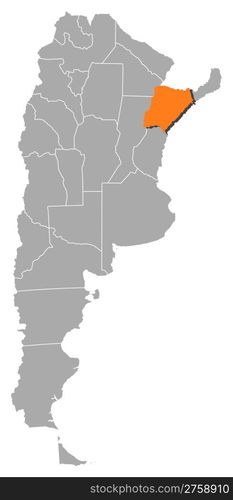 Map of Argentina, Corrientes highlighted. Political map of Argentina ...
