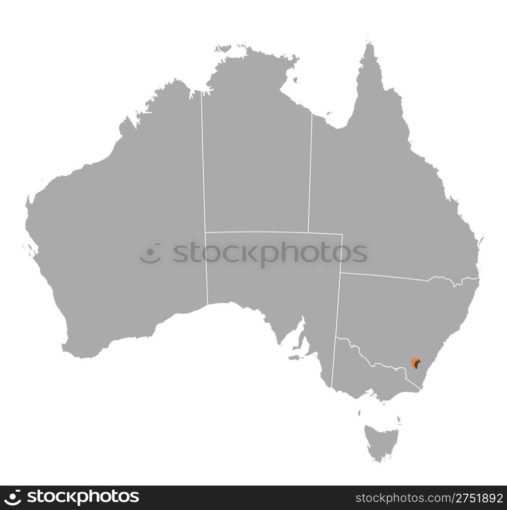 Map of Australia, Capital Territory highlighted. Political map of ...