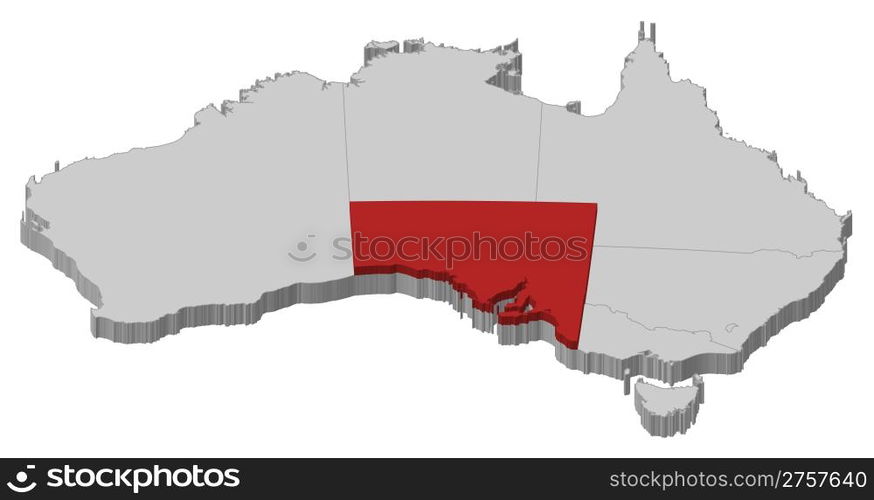 Map of Australia, South Australia highlighted. Political map of ...