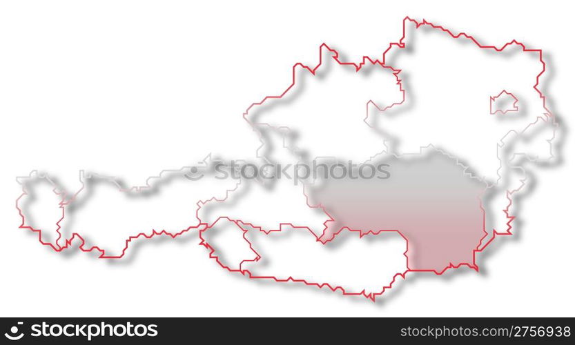 Map of Austria, Styria highlighted. Political map of Austria with the ...