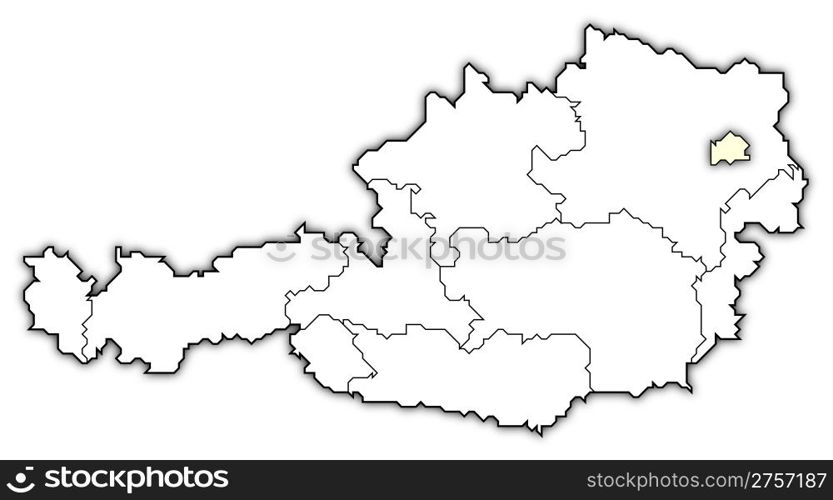 Map of Austria, Vienna highlighted. Political map of Austria with the ...