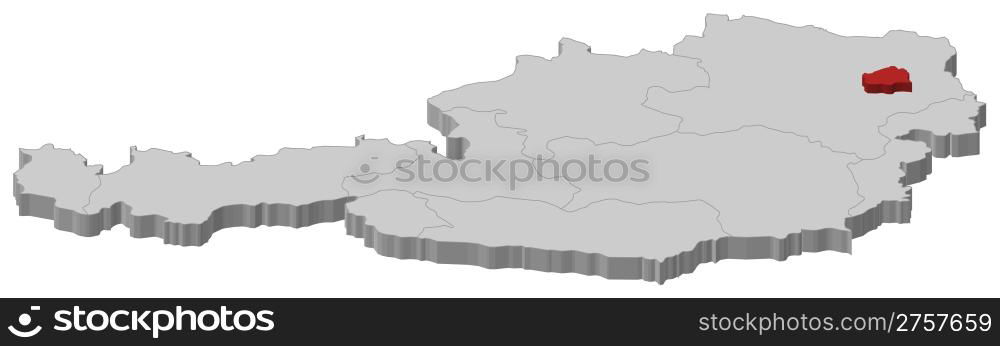 Map of Austria, Vienna highlighted. Political map of Austria with the ...