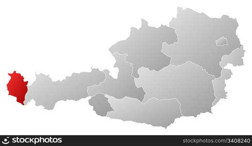 Map of Austria, Vorarlberg highlighted. Political map of Austria with ...
