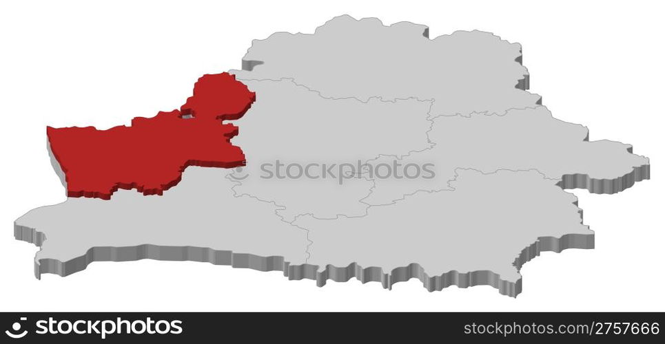 Map of Belarus, Grodno highlighted. Political map of Belarus with the ...