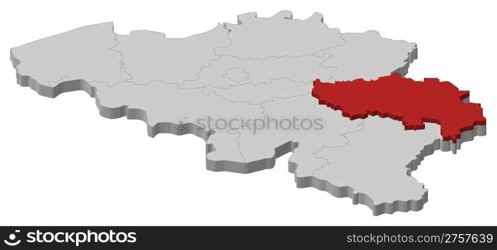 Map of Belgium, Liege highlighted. Political map of Belgium with the ...