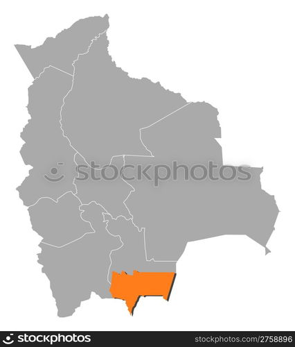 Map of Bolivia, Tarija highlighted. Political map of Bolivia with the ...