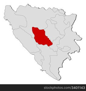 Map of Bosnia and Herzegovina, Posavina highlighted. Political map of ...