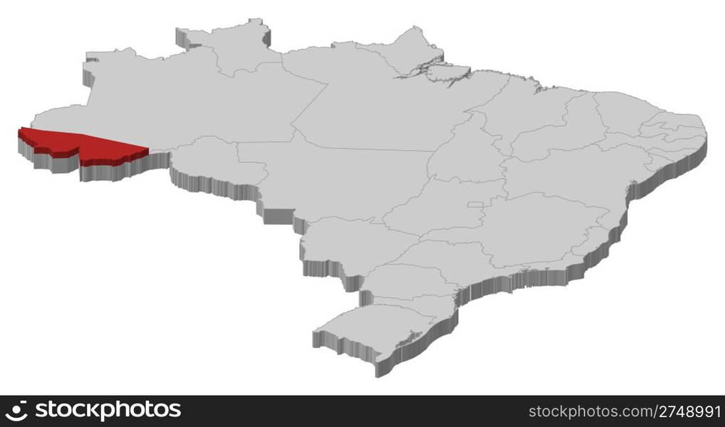 Map of Brazil, Sao Paulo highlighted. Political map of Brazil with the ...