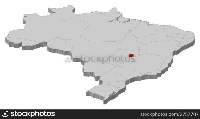 Map of Brazil, Brazilian Federal District highlighted. Political map of ...