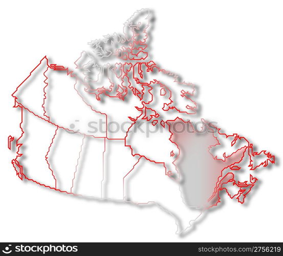 Map of Canada, Quebec highlighted. Political map of Canada with the ...