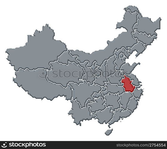 Map of China, Anhui highlighted. Political map of China with the ...
