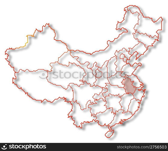Map of China, Anhui highlighted. Political map of China with the ...