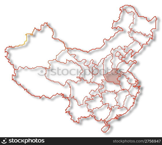 Map of China, Henan highlighted. Political map of China with the ...