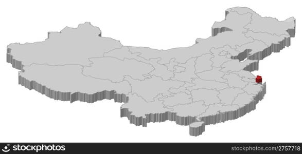 Map of China, Beijing highlighted. Political map of China with the ...