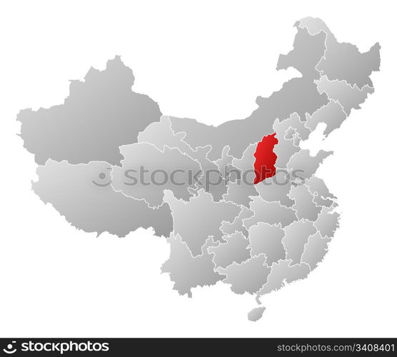 Map of China, Shanxi highlighted. Political map of China with the ...