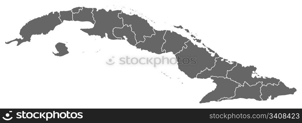 Map of Cuba. Political map of Cuba with the several provinces ...