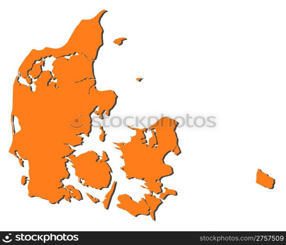 Map of Danmark. Political map of Danmark with the several regions ...
