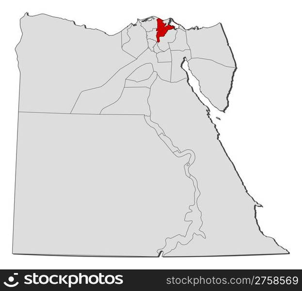 Map of Egypt, Qalyubia highlighted. Political map of Egypt with the ...
