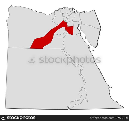Map of Egypt, Giza highlighted. Political map of Egypt with the several ...