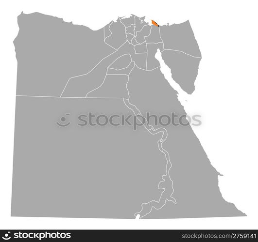 Map of Egypt, Port Said highlighted. Political map of Egypt with the ...