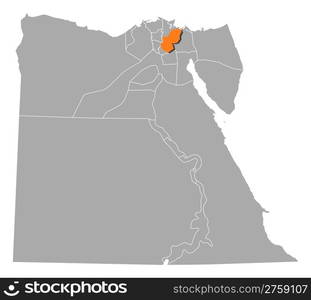 Map of Egypt, Ismailia highlighted. Political map of Egypt with the ...