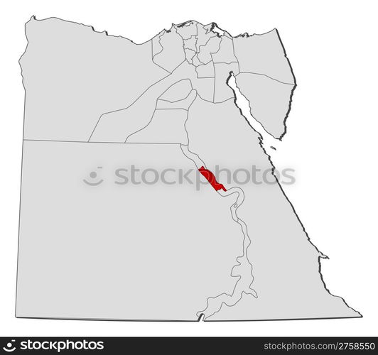 Map of Egypt, Sohag highlighted. Political map of Egypt with the ...