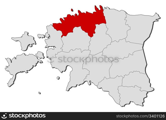 Map of Estonia, Harju highlighted. Political map of Estonia with the ...