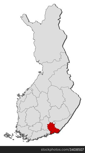 Map of Finland, Kymenlaakso highlighted. Political map of Finland with ...