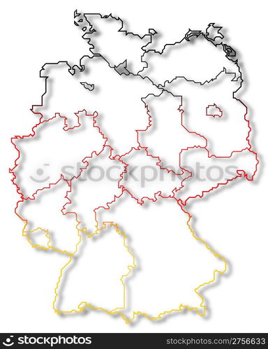 Map of Germany, Hamburg highlighted. Political map of Germany with the ...