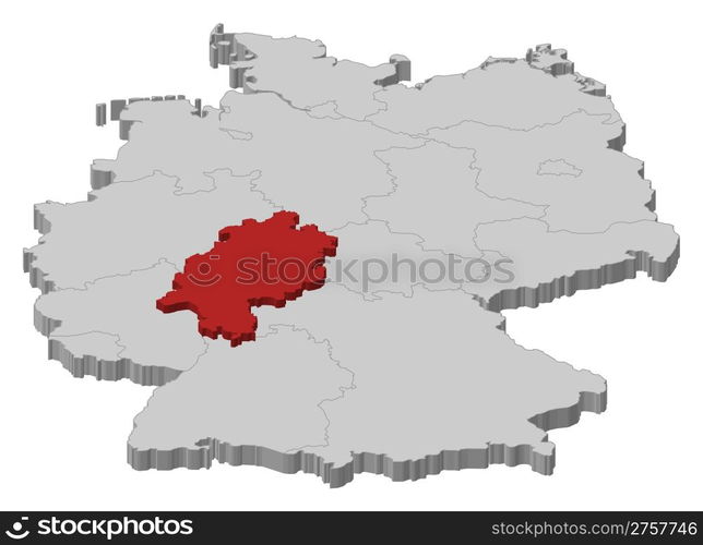Map of Germany, Hesse highlighted. Political map of Germany with the ...